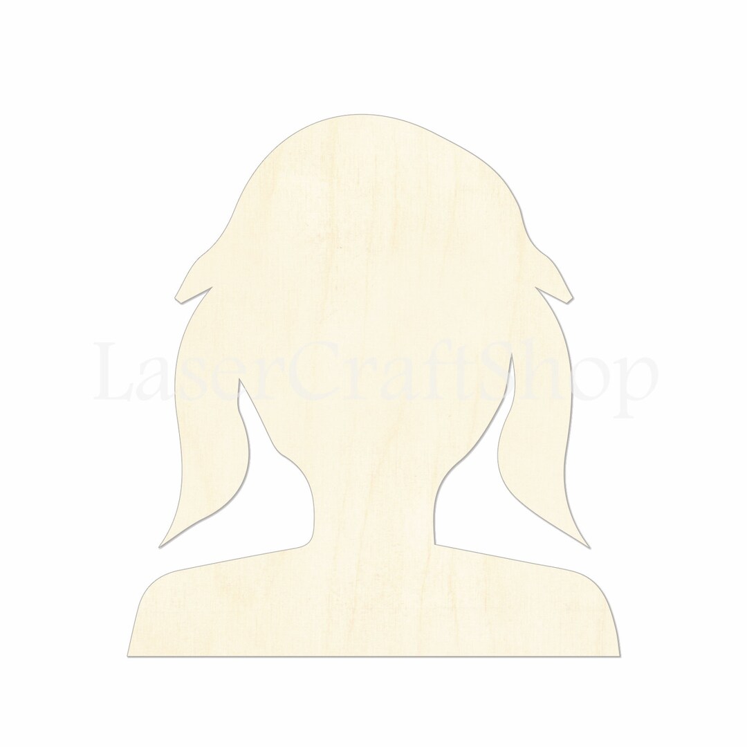 2" - 34" Girl, Woman Head Wooden Cutout Shape, Silhouette, Gift Tags ...