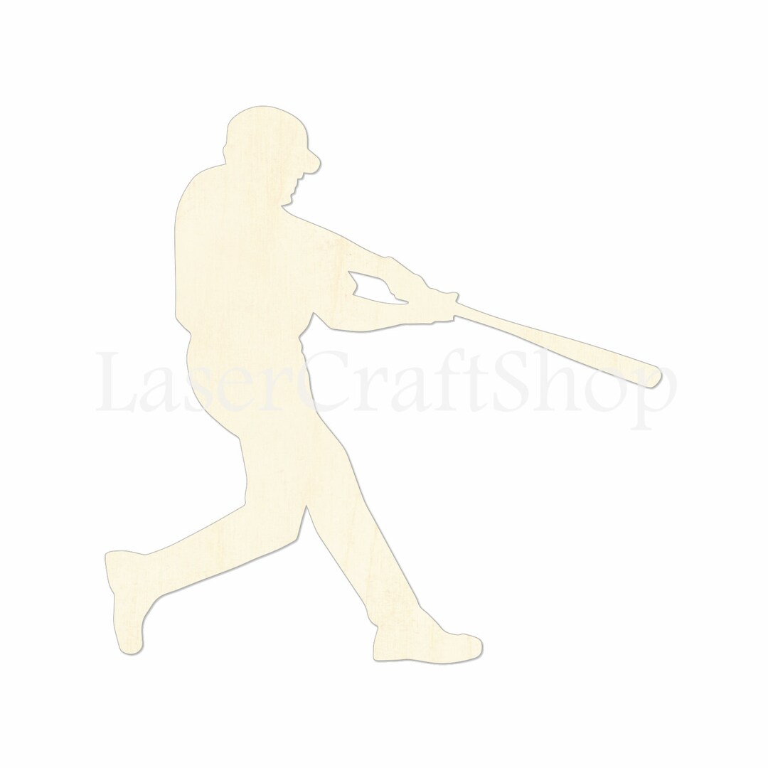 2" - 34" Baseball Player Wooden Cutout Shape, Silhouette, Gift Tags ...