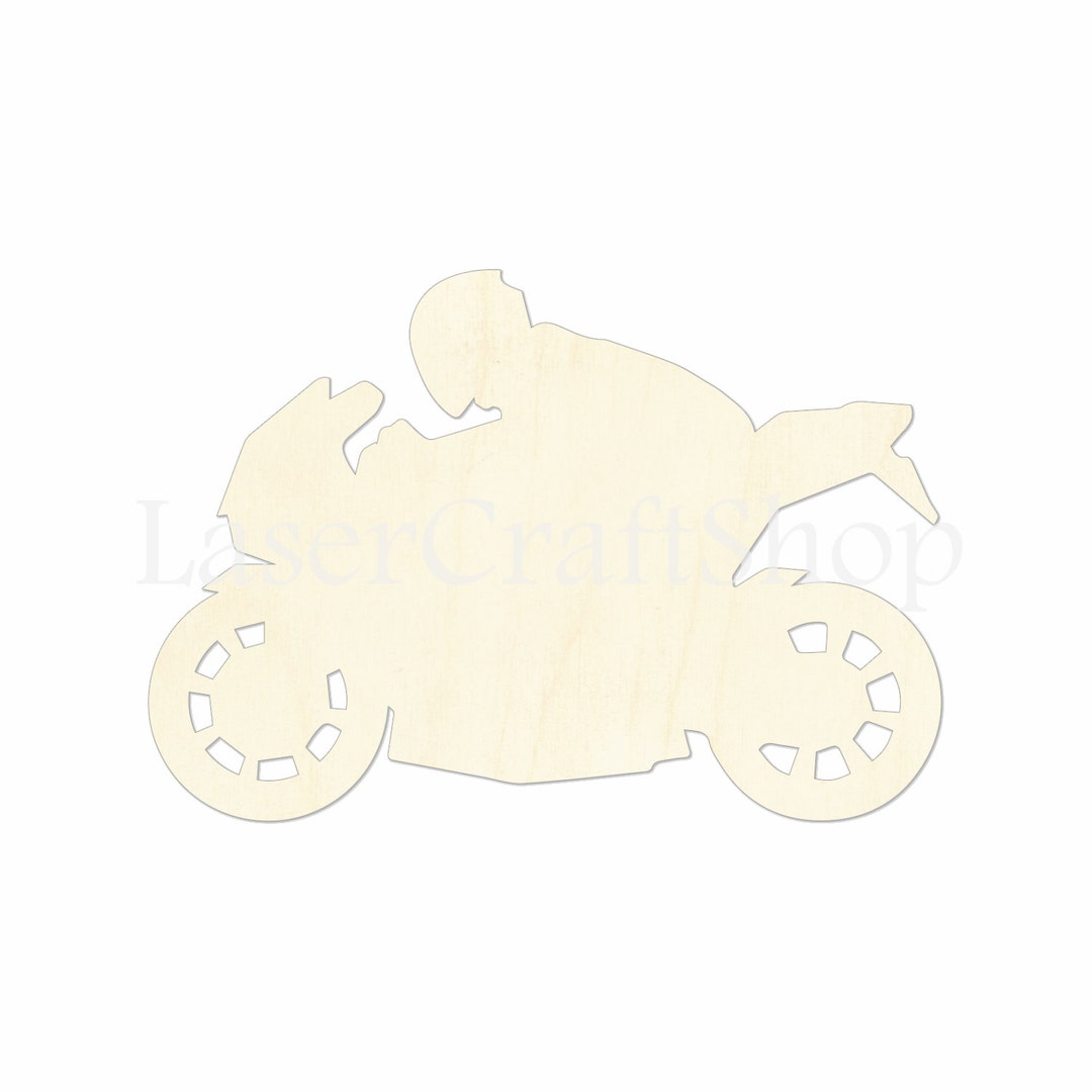 2" - 34" Sport Motorcycle With Rider Wooden Cutout Shape, Silhouette ...