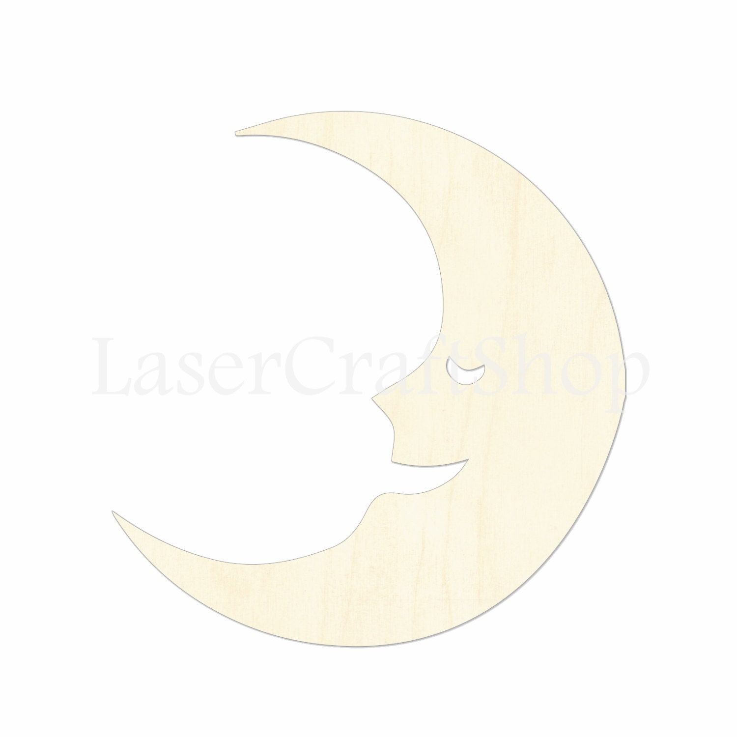 2" - 34" Crescent Moon Face Wooden Cutout Shape, Silhouette, Gift Tags ...