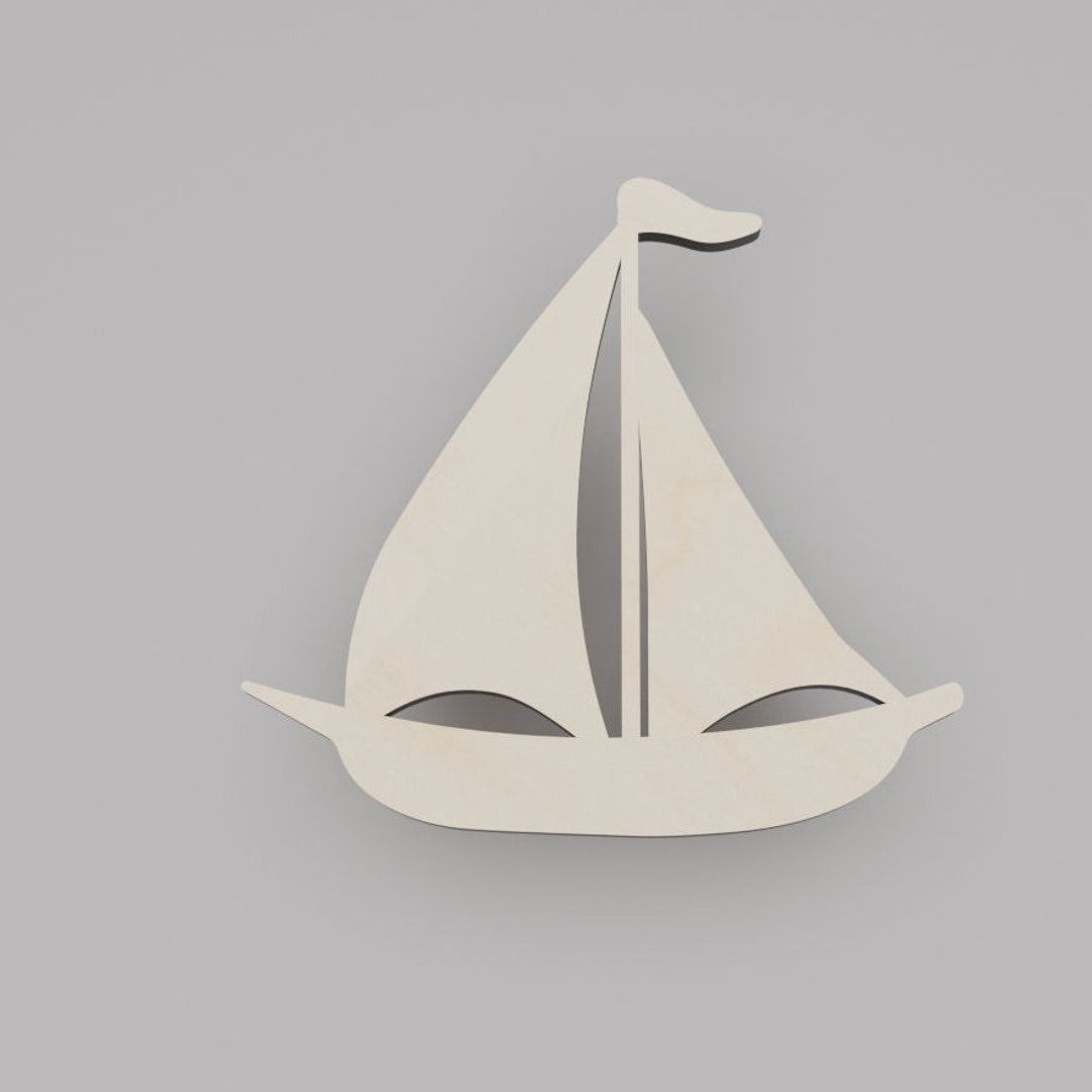 2" - 34" Boat Wooden Cutout Shape, Silhouette, Gift Tags Ornaments ...