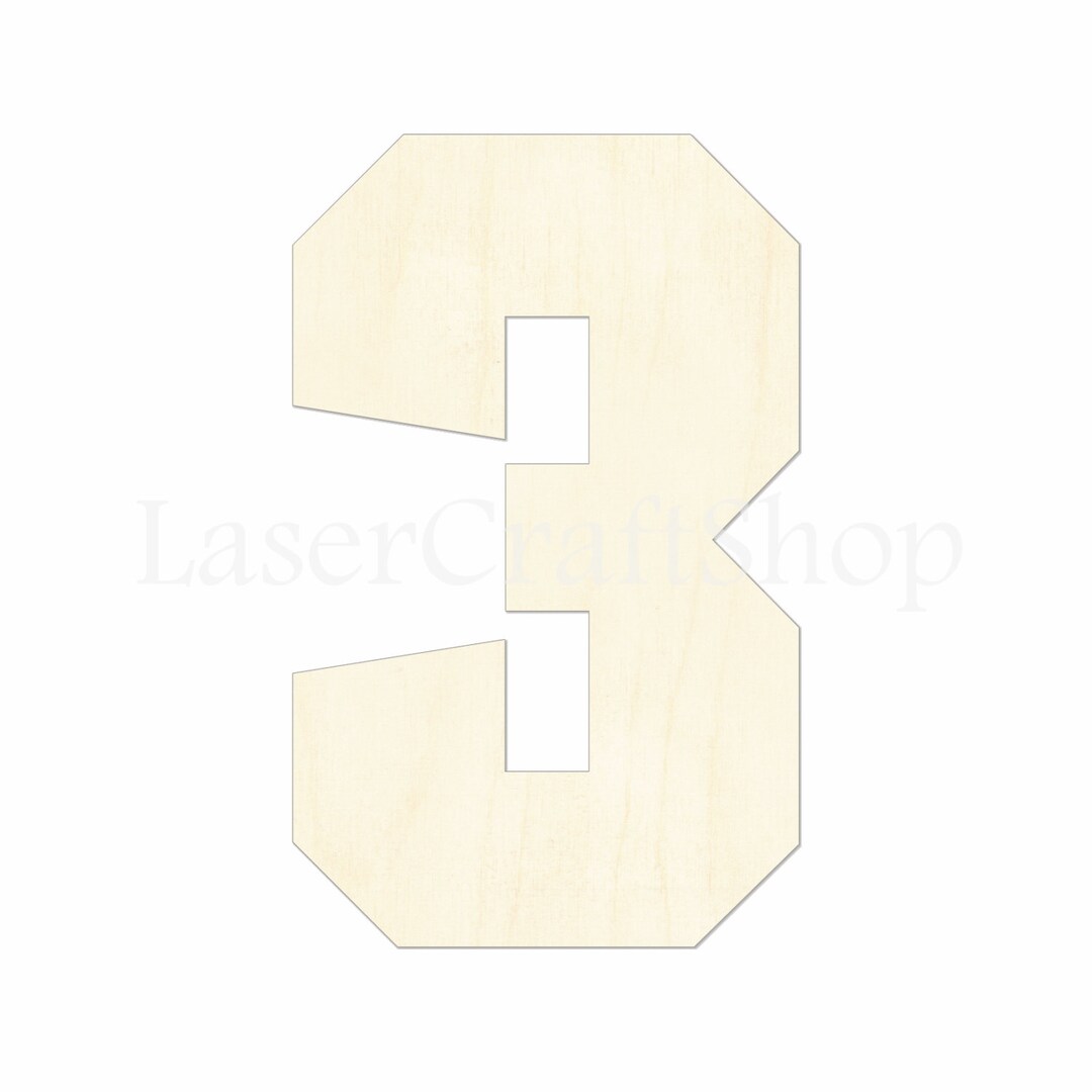 2" - 34" Wooden Number 3, Wood Number, # 3, Cutout Shape, Silhouette ...