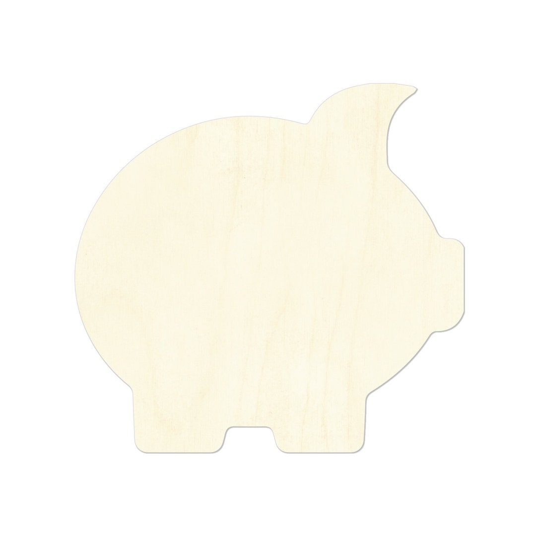 2" - 34" Piggy Bank Wooden Cutout Shape, Silhouette, Gift Tags ...