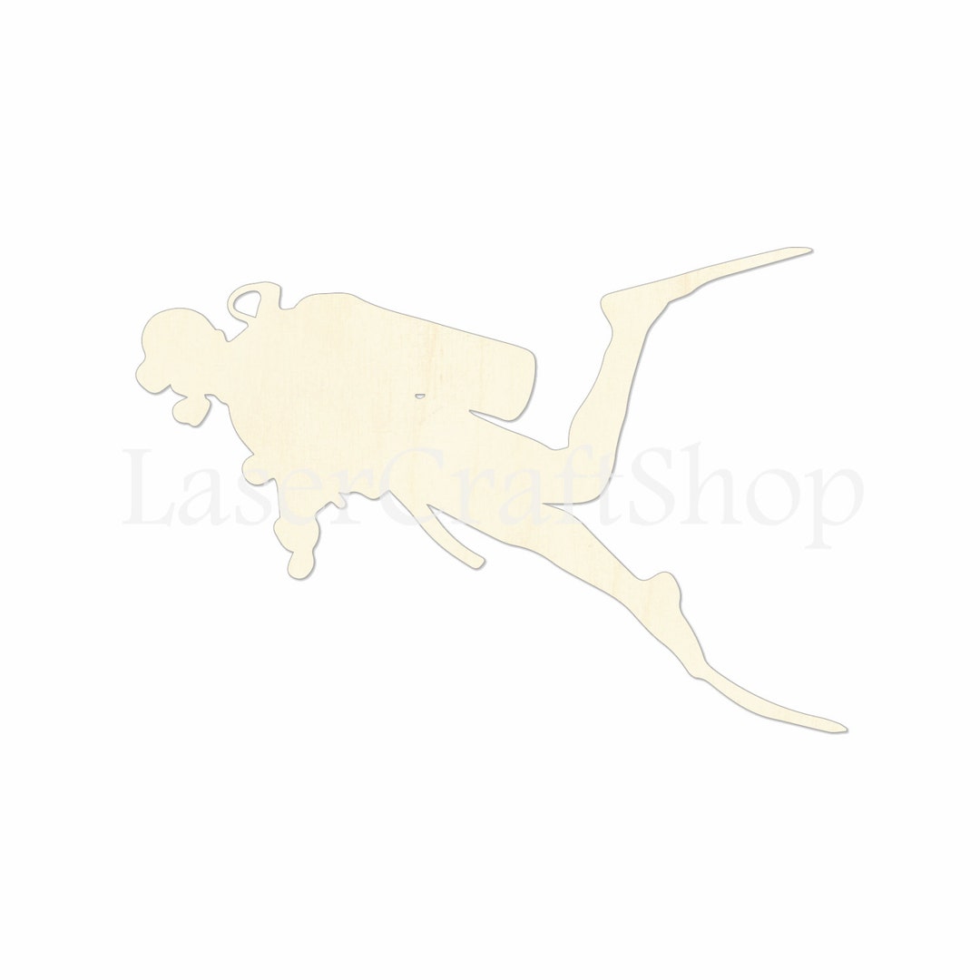 2" - 34" Scuba Diver Wooden Cutout Shape, Silhouette, Gift Tags ...