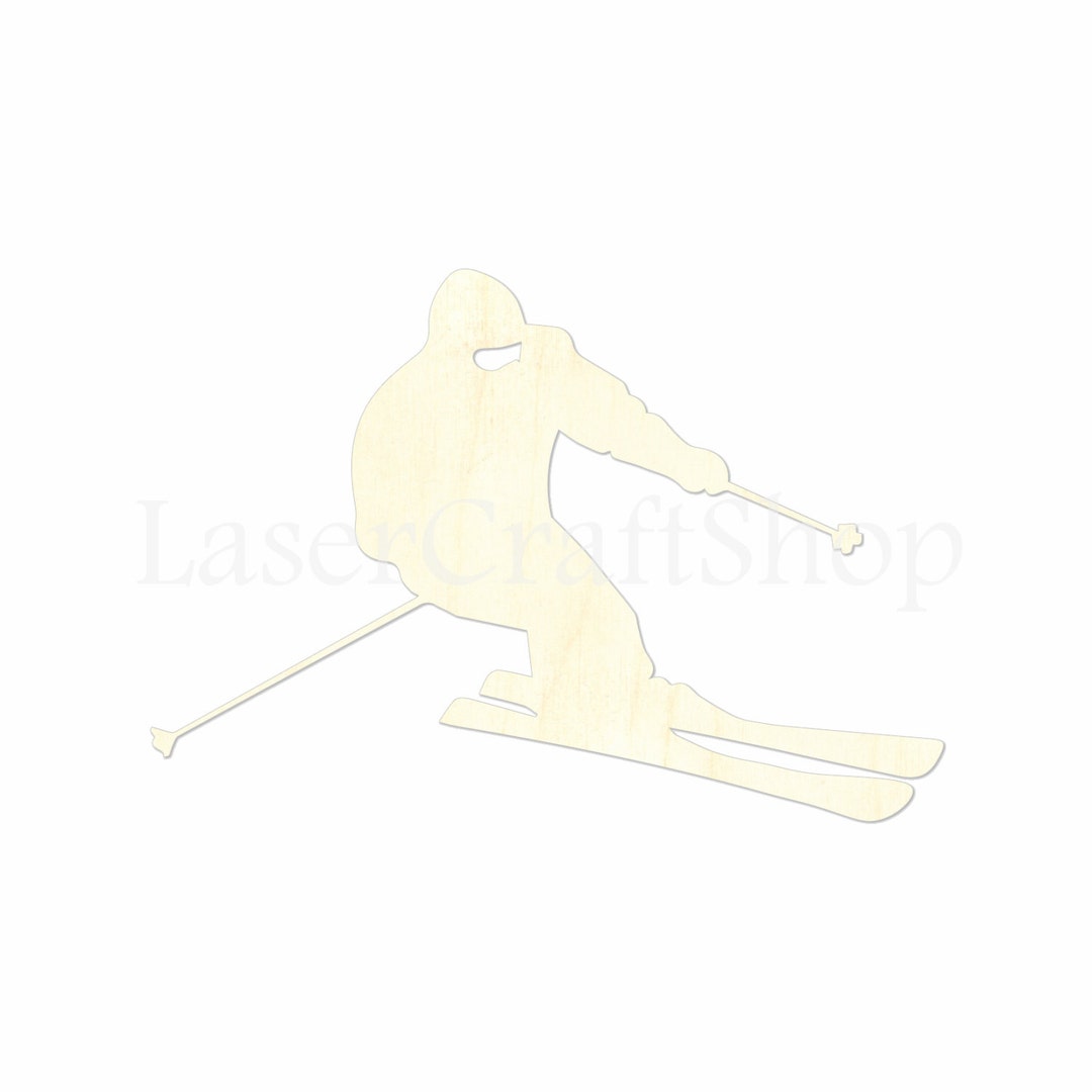2" - 34" Skier, Ski Wooden Cutout Shape, Silhouette, Gift Tags ...
