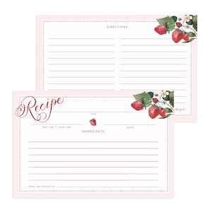 Vintage Strawberry Recipe Cards | Recipe Book Cards | Family Recipe ...