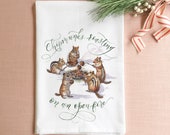 Chipmunks Roasting on an Open Fire Christmas Tea Towel | Etsy