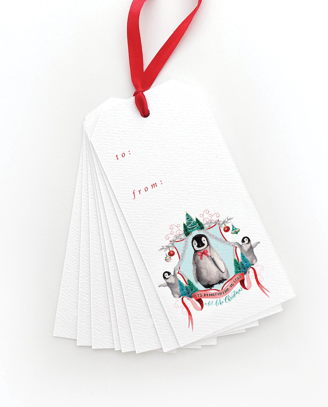 It's Penguining to Look a Lot Like Christmas Gift Tag Set Watercolor ...