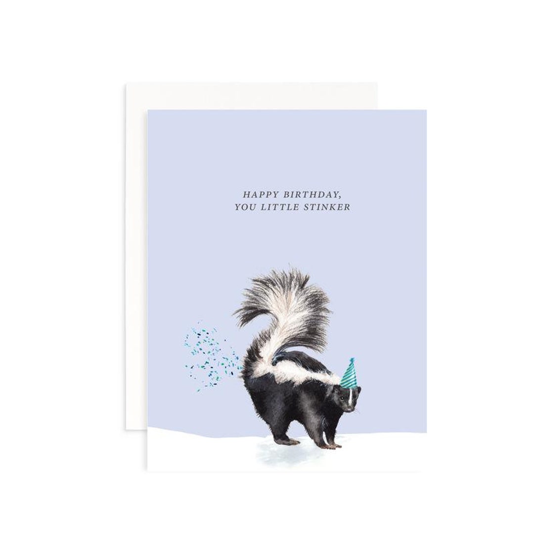 Happy Birthday You Little Stinker Card | Watercolor Skunk | Confetti ...