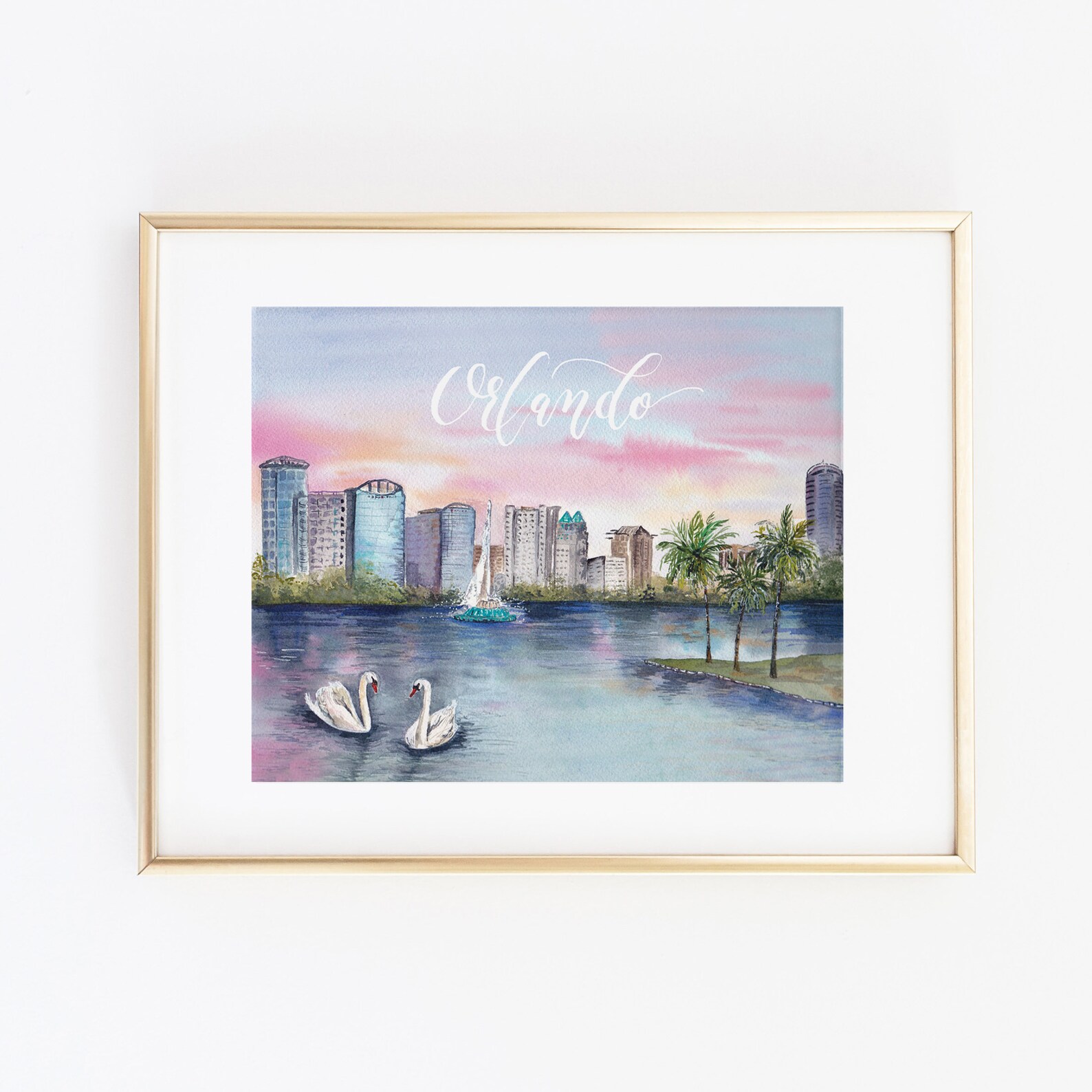 Watercolor Orlando Skyline Print Orlando Florida Skyline | Etsy