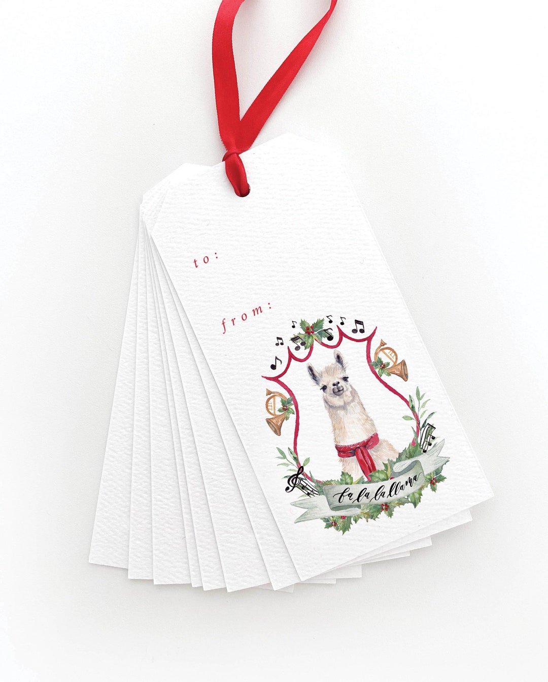Fa La La Llama Christmas Gift Tag Set | Watercolor Gift Tag | Llama ...