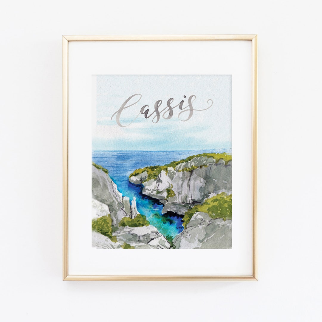 Watercolor Cassis France Print | Cassis Calanques Beach Watercolor Art ...