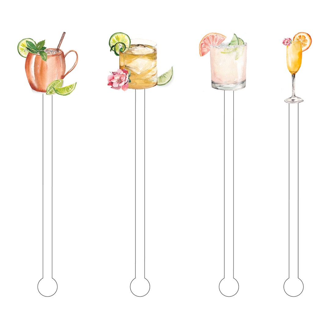 Fancy Drink Stir Sticks | Watercolor Liquor Drink Stirrer | Christmas ...