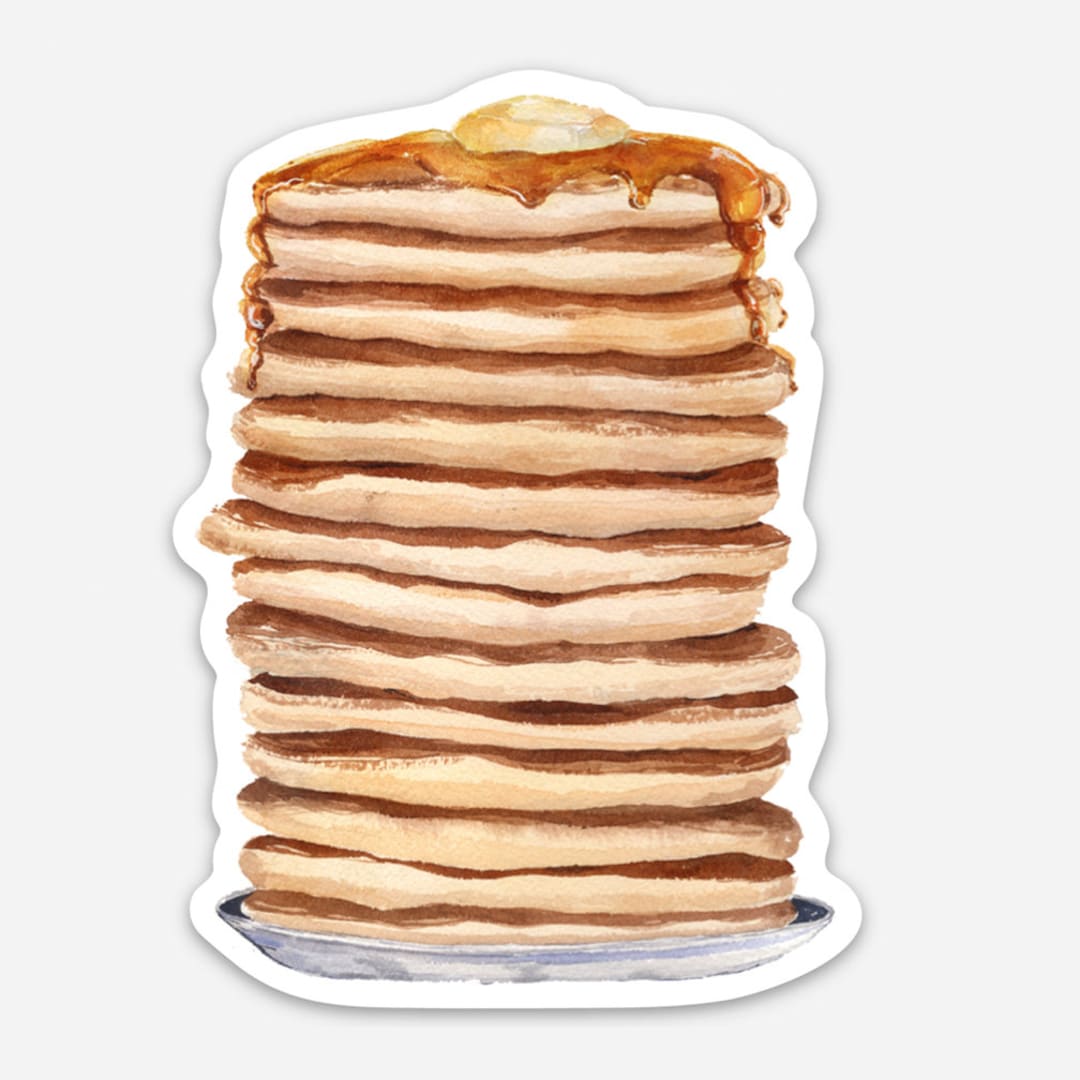 Pancake Stack Sticker | Watercolor Pancakes Sticker | Breakfast Sticker ...
