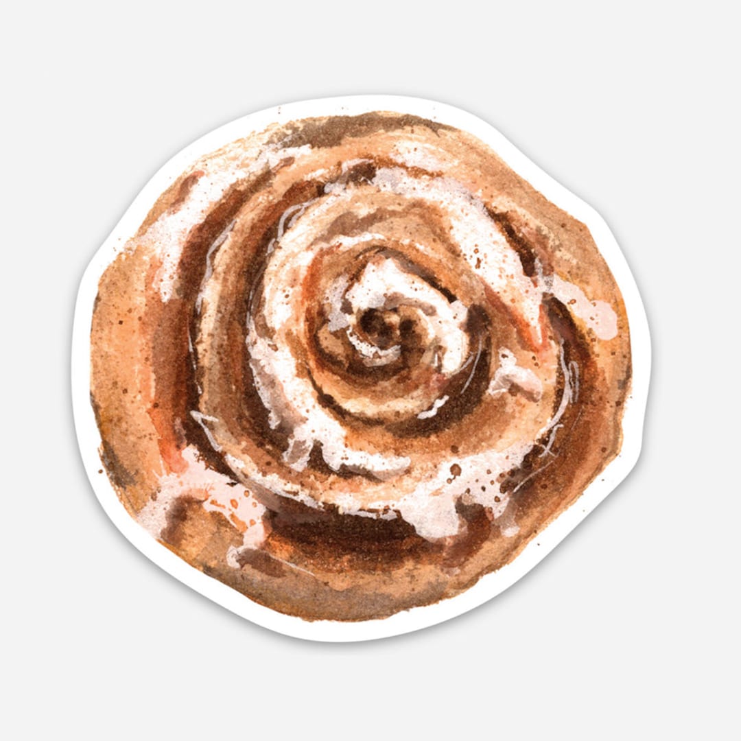 Cinnamon Roll Sticker | Watercolor Cinnamon Bun Sticker | Breakfast ...
