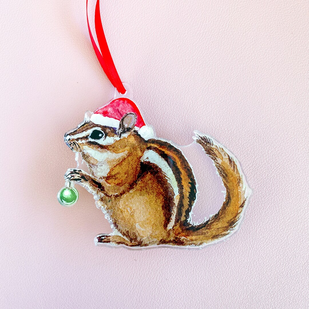 Chipmunk Christmas Ornament | Watercolor Animal Christmas Ornament ...
