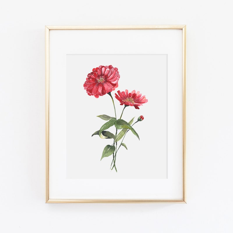 Zinnia Painting - Etsy