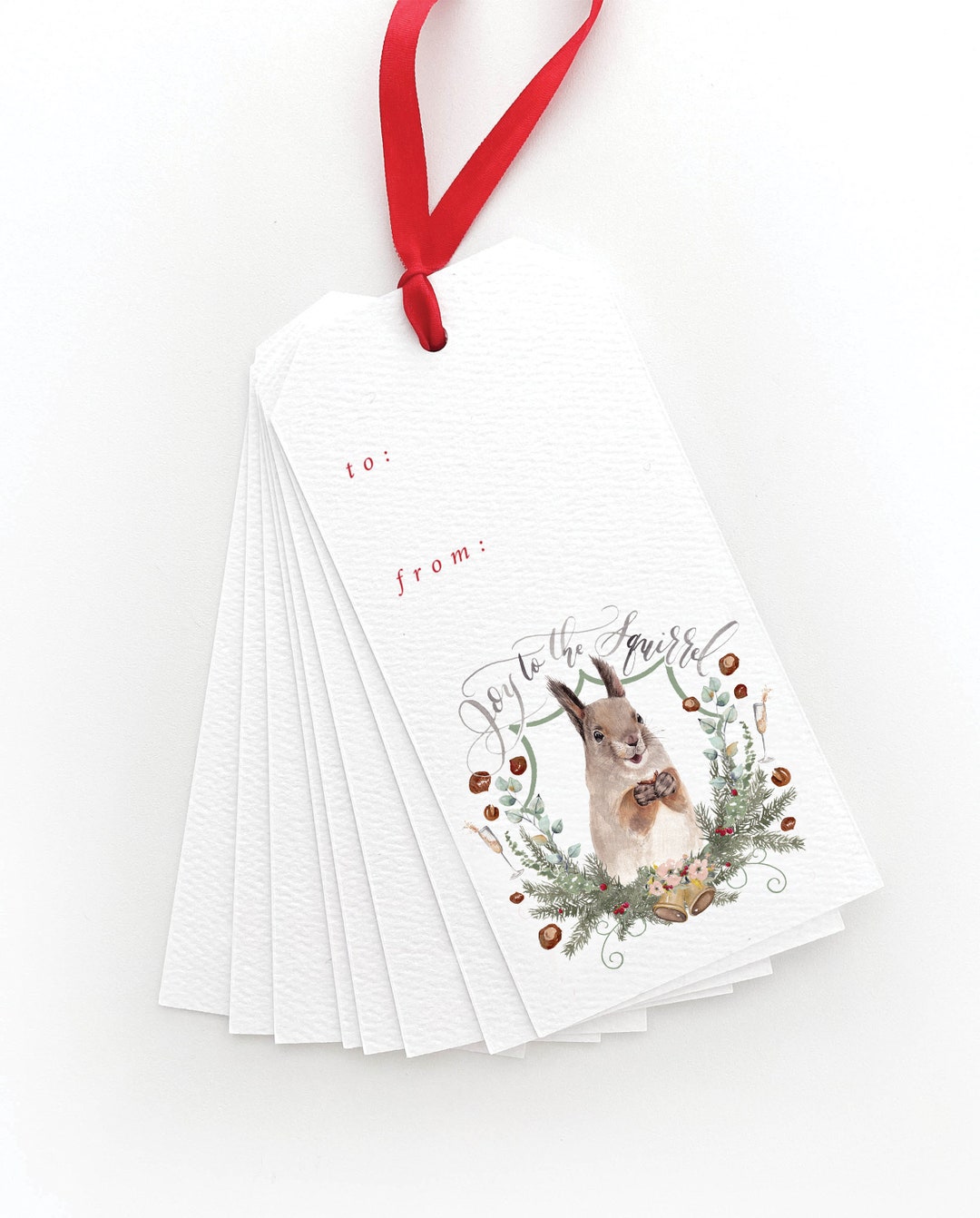 Joy to the Squirrel Gift Tags, Christmas Gift Tags, Animal Gift Tags ...