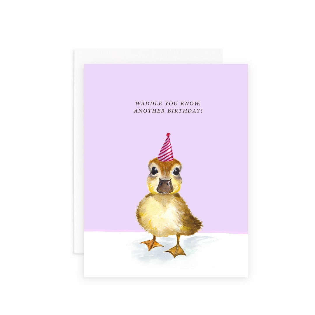 Duckling Birthday Card | Waddle You Know Another Birthday | Watercolor ...