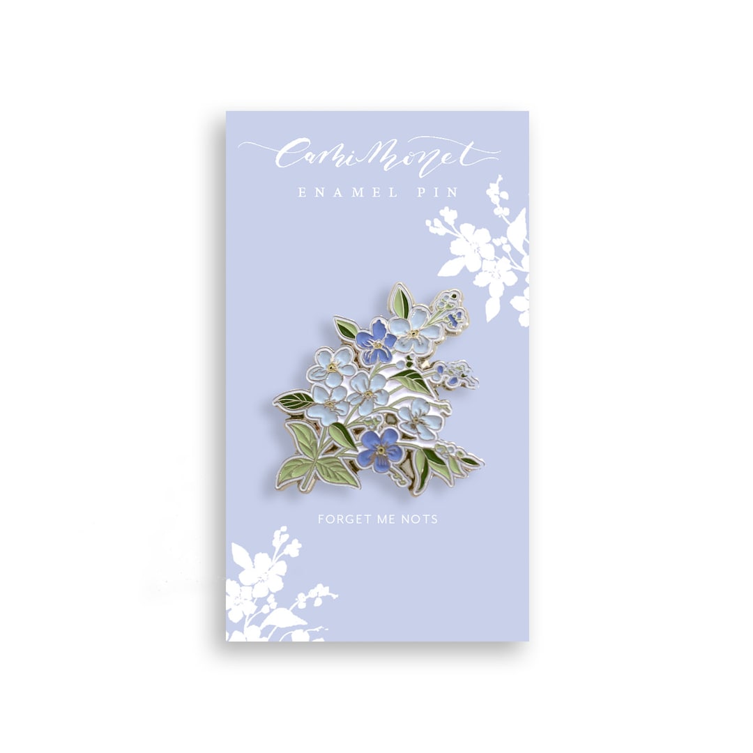 Forget Me Nots Enamel Pin | Floral Enamel Pin | Blue Flower Enamel Pin ...
