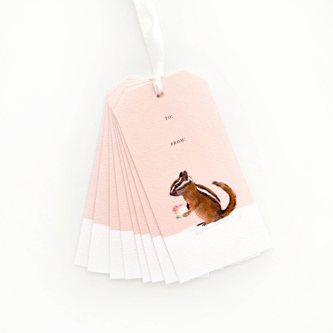 Chipmunk Cake Birthday Party Gift Tags | Watercolor Chipmunk Tags ...
