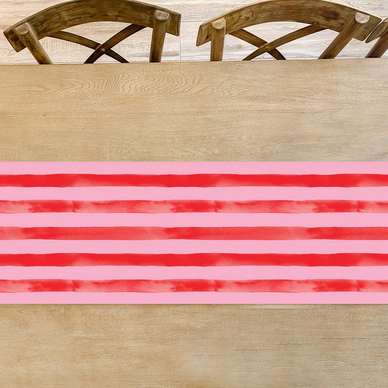Pink and Red Striped Christmas Table Runner | Pink Holiday Table Runner ...