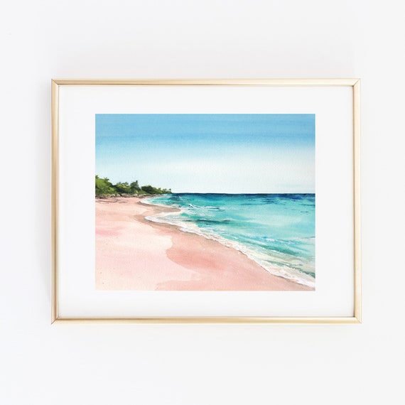 Watercolor Bermuda Beach Print Bermuda Beach Watercolor Art - Etsy