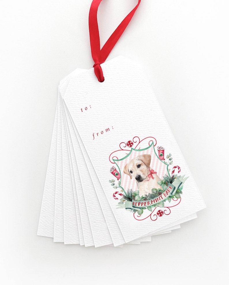 Peppermint Bark Holiday Gift Tags, Christmas Gift Tags, Labrador ...
