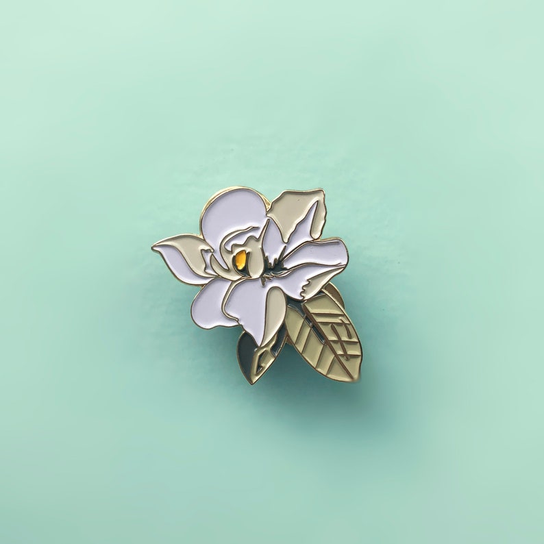 Magnolia Enamel Pin Floral Enamel Pin Flower Enamel Pin - Etsy