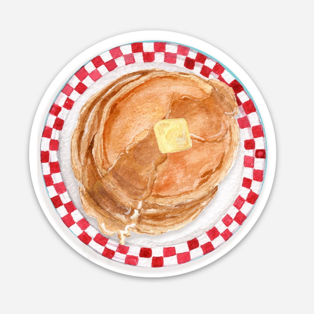 Pancake Plate Sticker | Watercolor Pancake Sticker | Breakfast Sticker ...