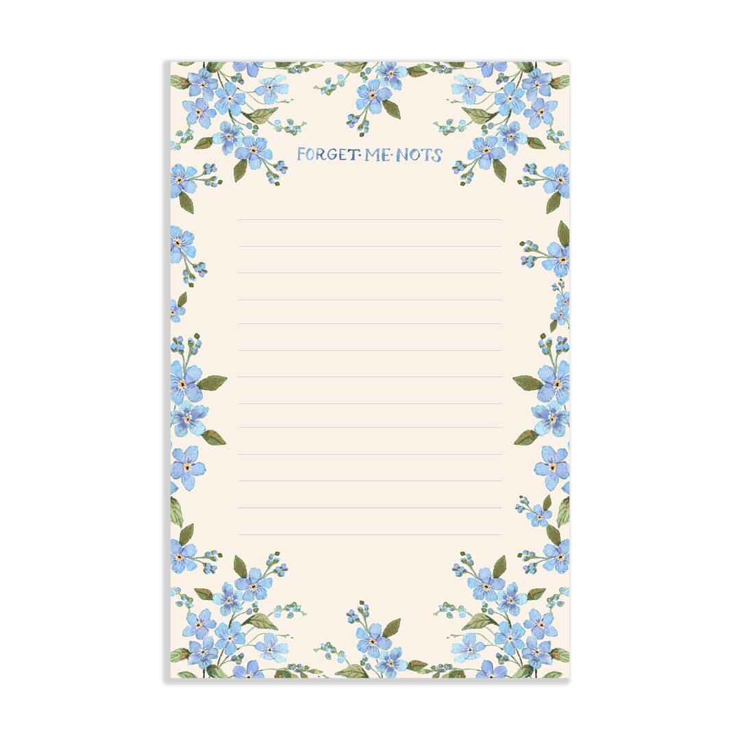Forget Me Nots Watercolor Floral Notepad | Watercolor Notepad | Flower ...