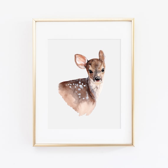 Fawn Watercolor Painting Fawn Print Fawn Nursery Decor - Etsy