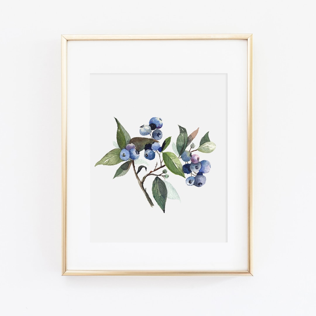 Blueberry Watercolor Print | Watercolor Berry Print Set | Watercolor ...