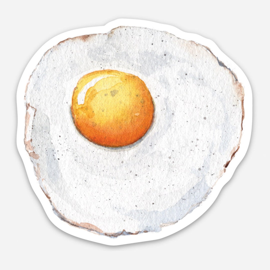 Fried Egg Sticker | Watercolor Egg Sticker | Breakfast Sticker | Brunch ...