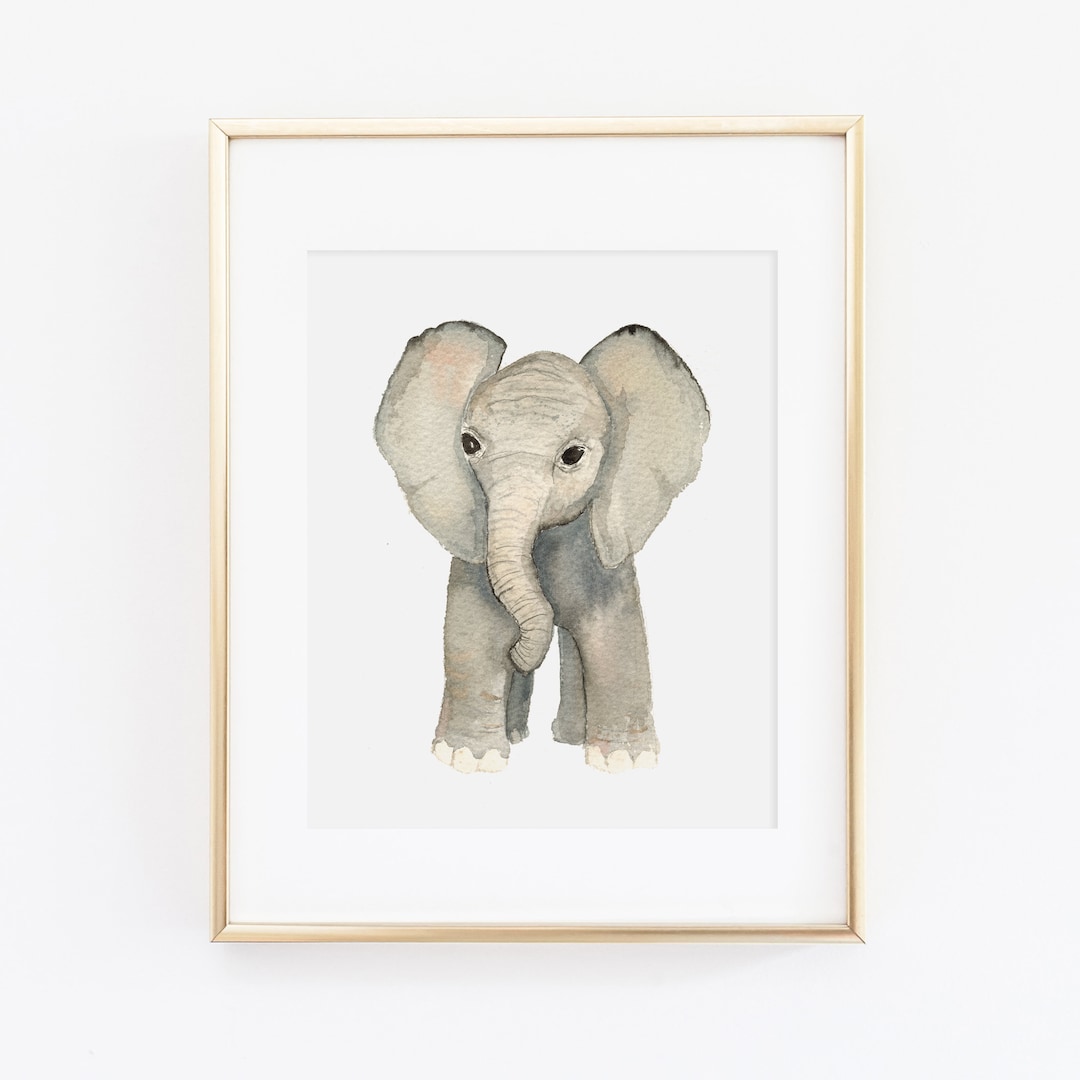 Watercolor Elephant Painting | Baby Elephant Nursery Decor | Watercolor ...