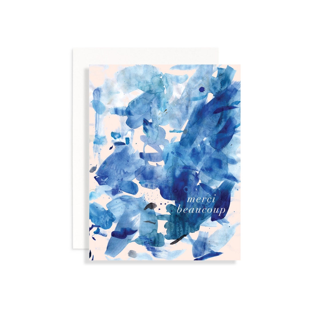 Merci Beaucoup Thank You Card | Watercolor Thank You Greeting Card ...