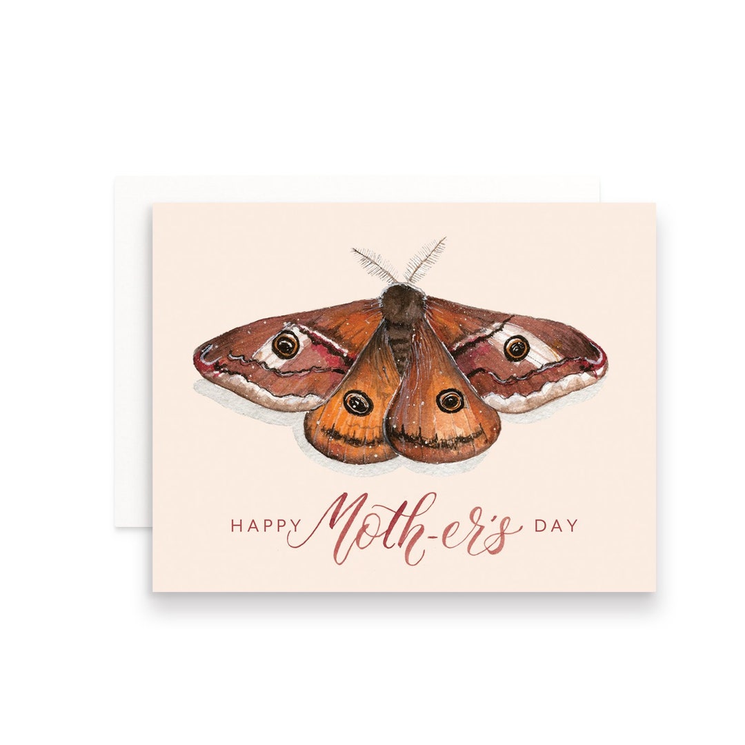 Happy Moth-er's Day Greeting Card | Moth Watercolor Greeting Card ...