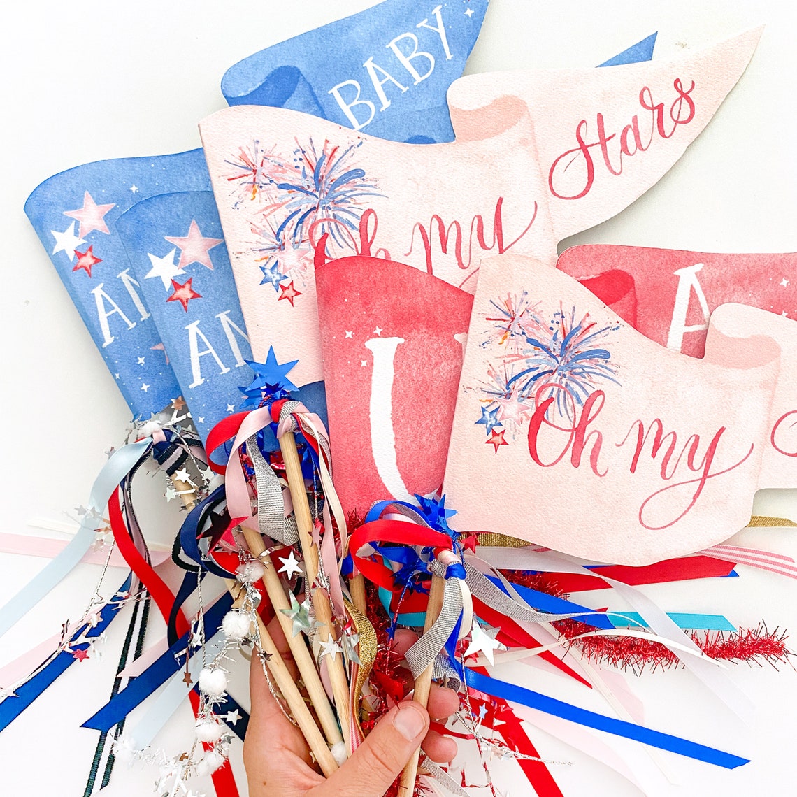 Oh My Stars Party Pennant | July 4th Pennant | 4th of July Party ...