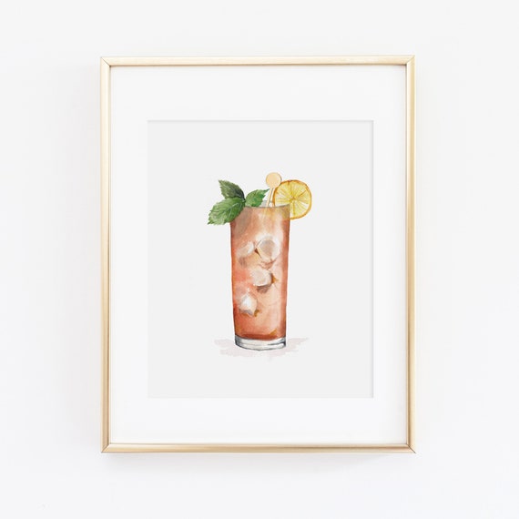 Long Island Ice Tea Watercolor Print Watercolor Drink Print - Etsy
