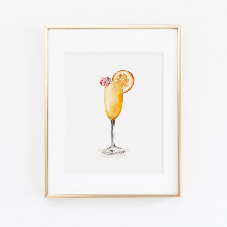 Mimosa Watercolor Print Watercolor Drink Print Set - Etsy