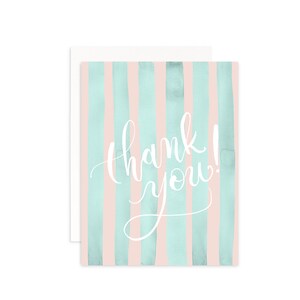 Watercolor Stripes Thank You Greeting Card | Summer Stripes Thank You ...
