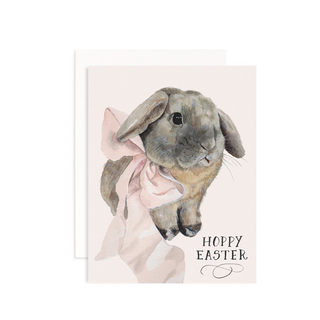 Hoppy Easter Watercolor Greeting Card | Happy East Watercolor Bunny ...