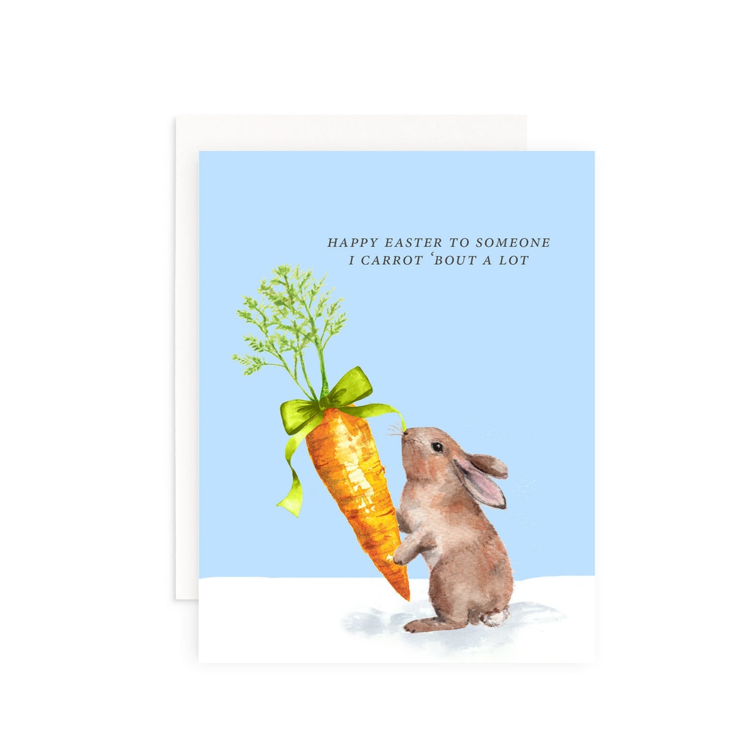 Happy Easter Greeting Card | Happy Easter Carrot Pun Card | Watercolor ...