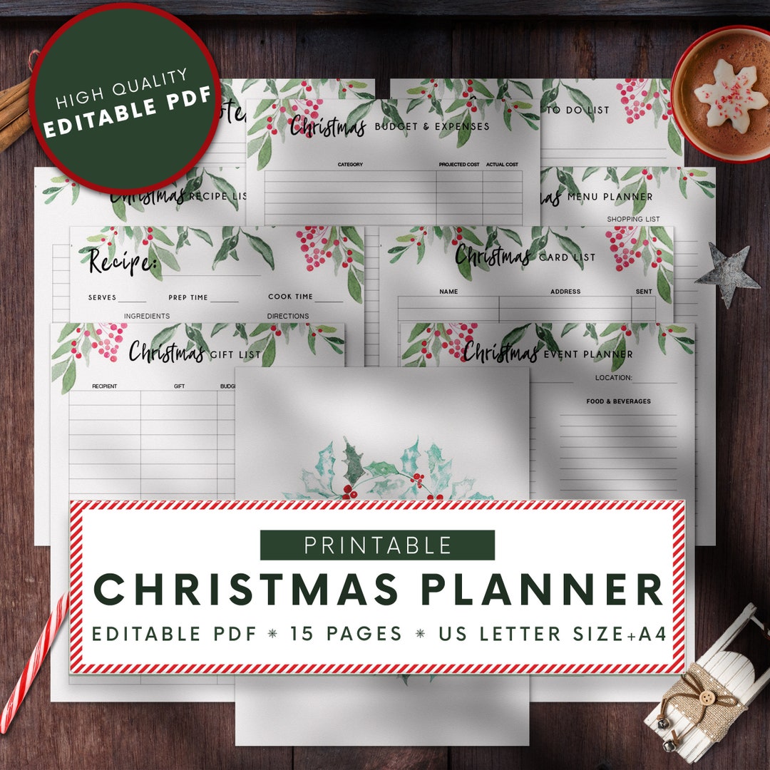 Editable Christmas Planner PDF | Printable A4 & US Letter | Festive ...