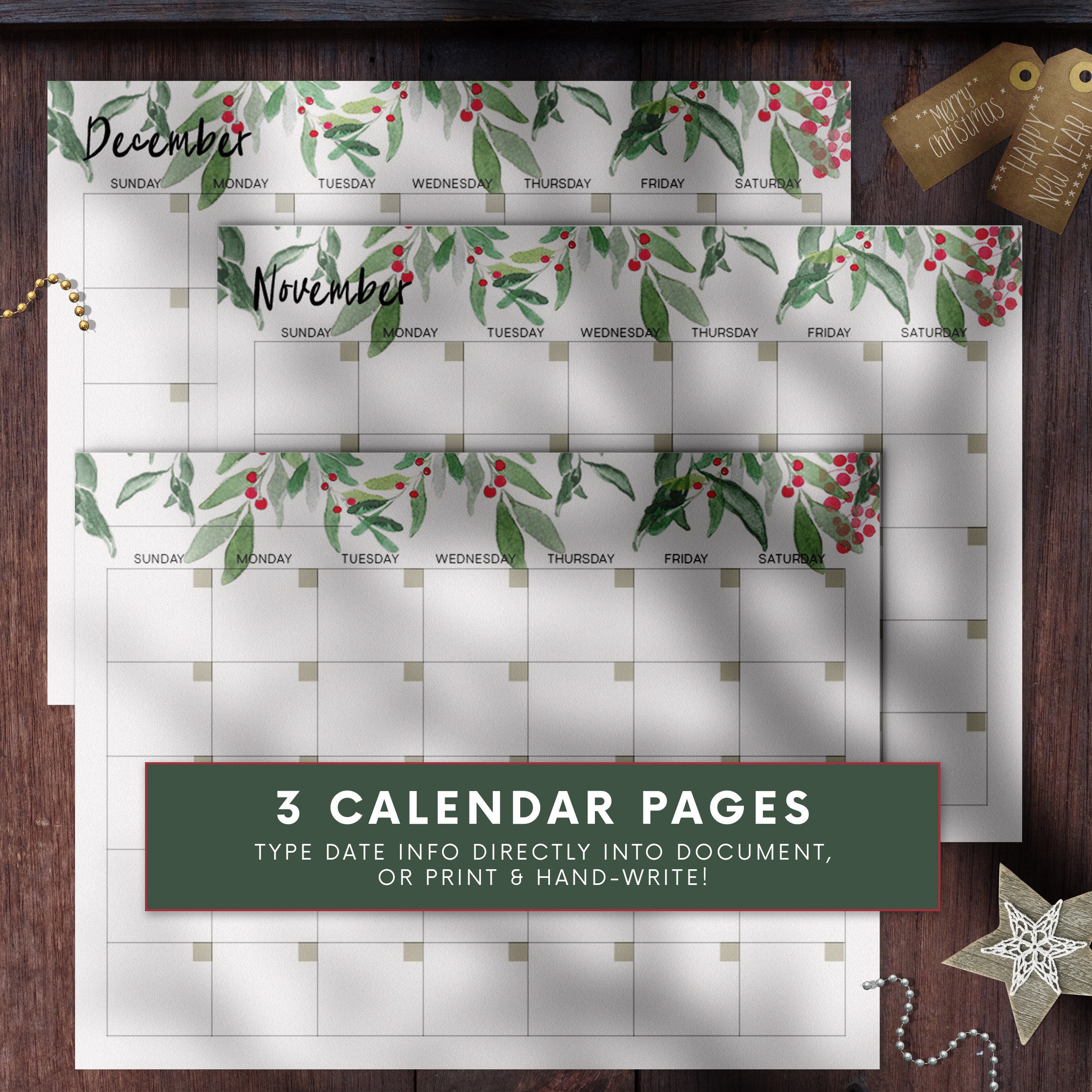 Editable Christmas Planner PDF | Printable A4 & US Letter | Festive ...
