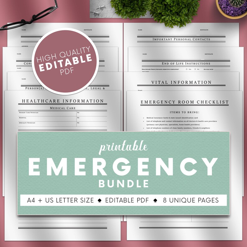 EDITABLE Emergency Binder Bundle - Printable PDF, Finance, Legal ...