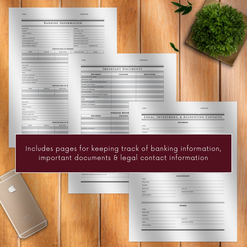 Editable Financial Information Binder | Printable PDF A4+ US Letter ...