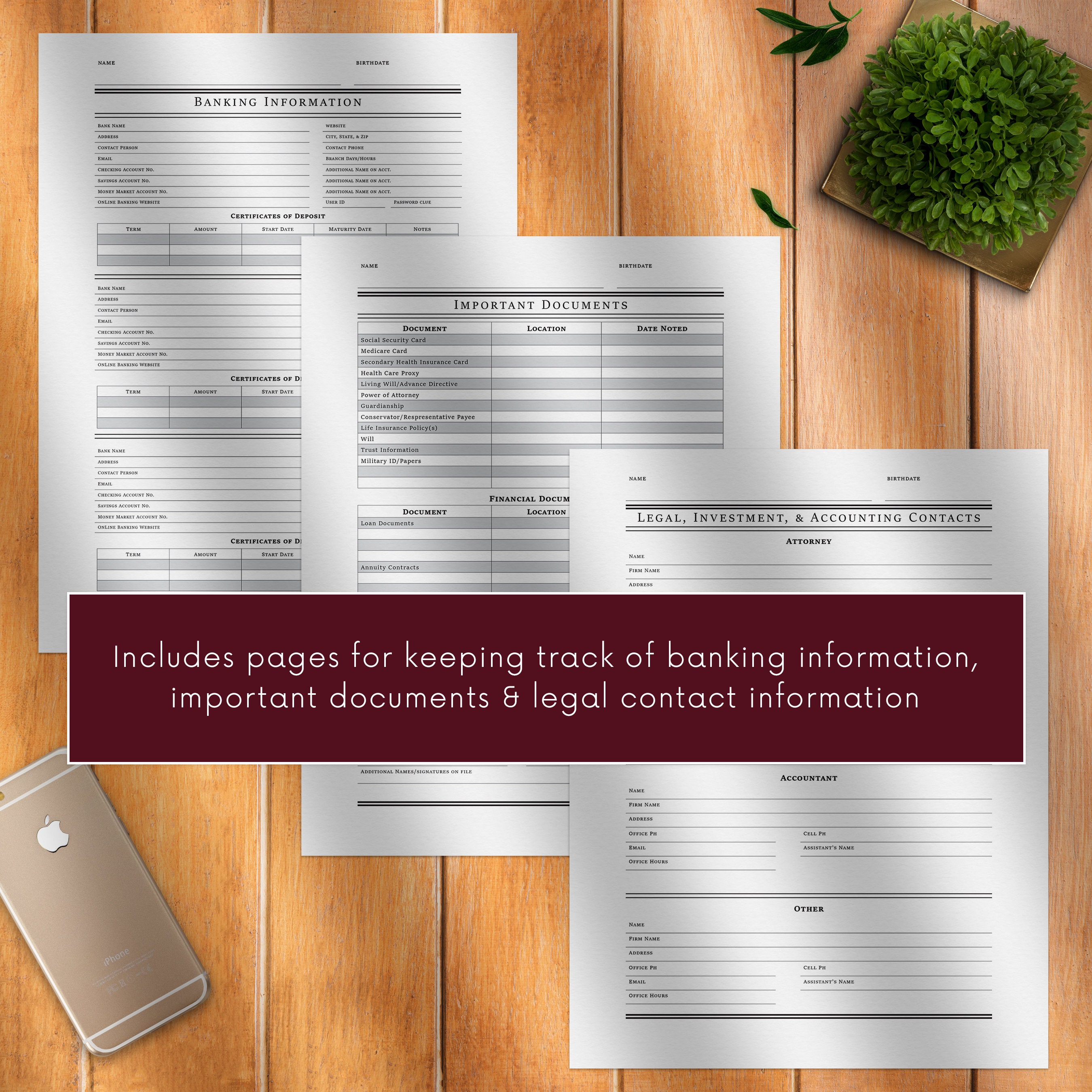 Editable Financial Information Binder | Printable PDF A4+ US Letter ...