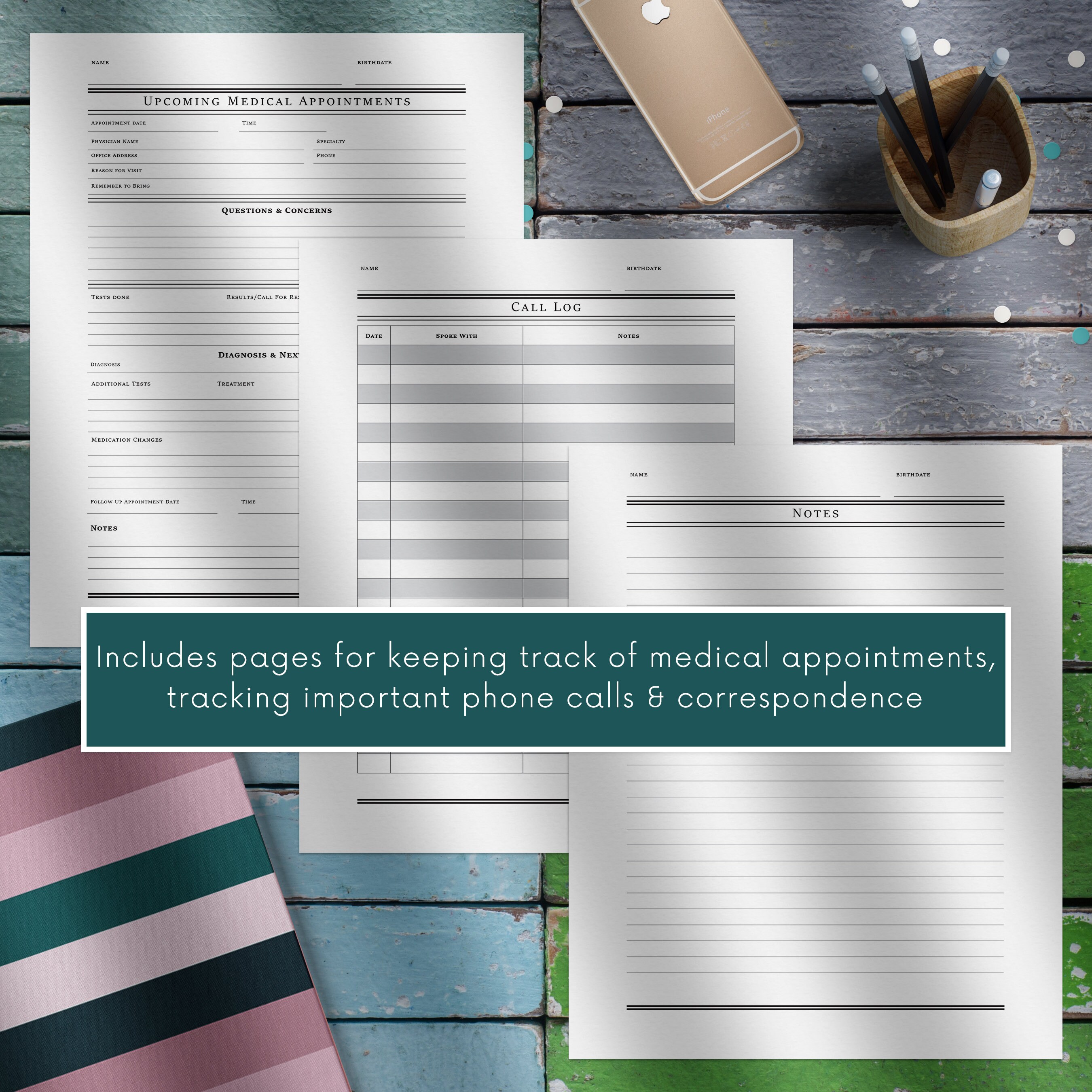 EDITABLE Medical Information Bundle – Printable PDF, A4+ US Letter Size ...