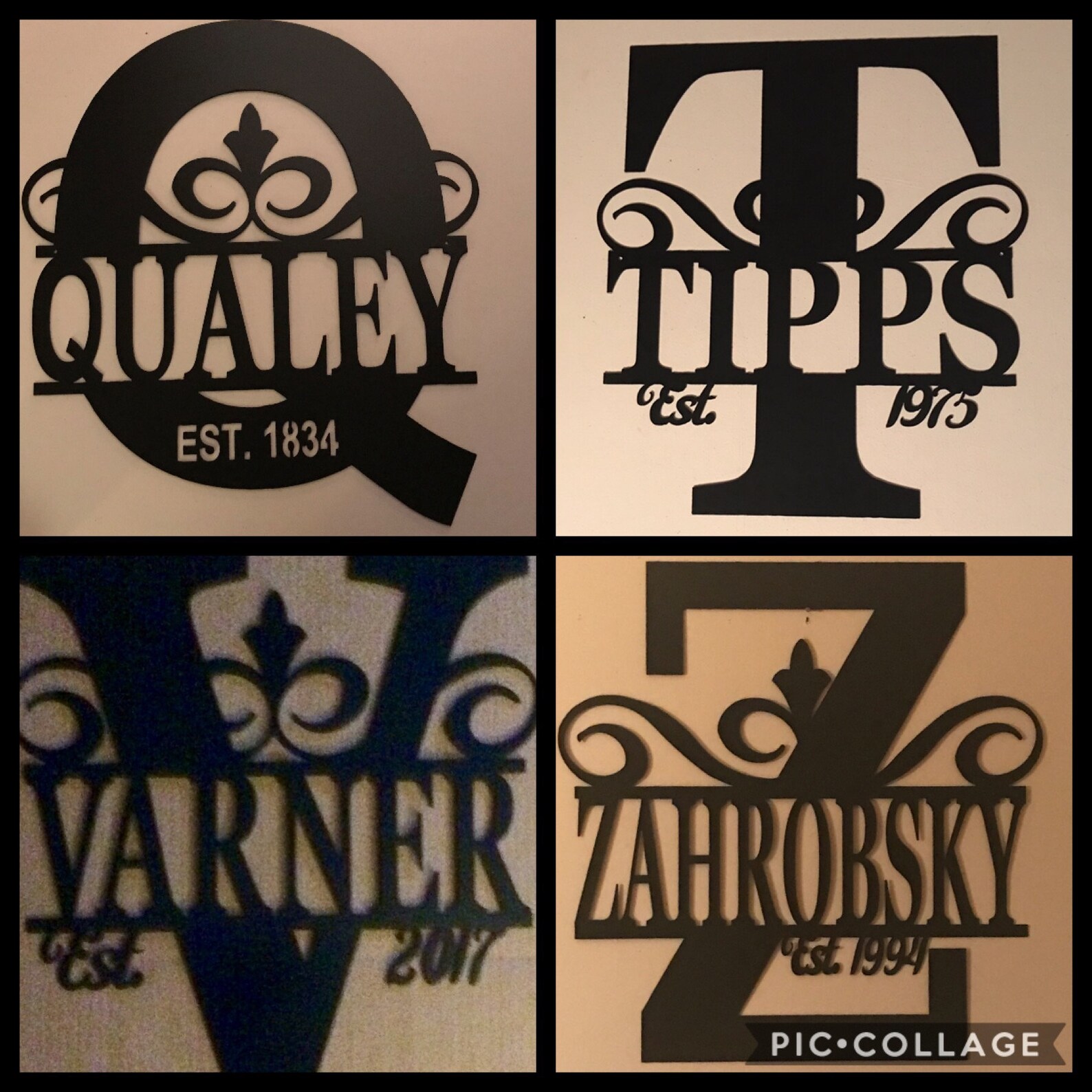 Initial Name Est Year With Scroll Accent Metal Sign / Family | Etsy